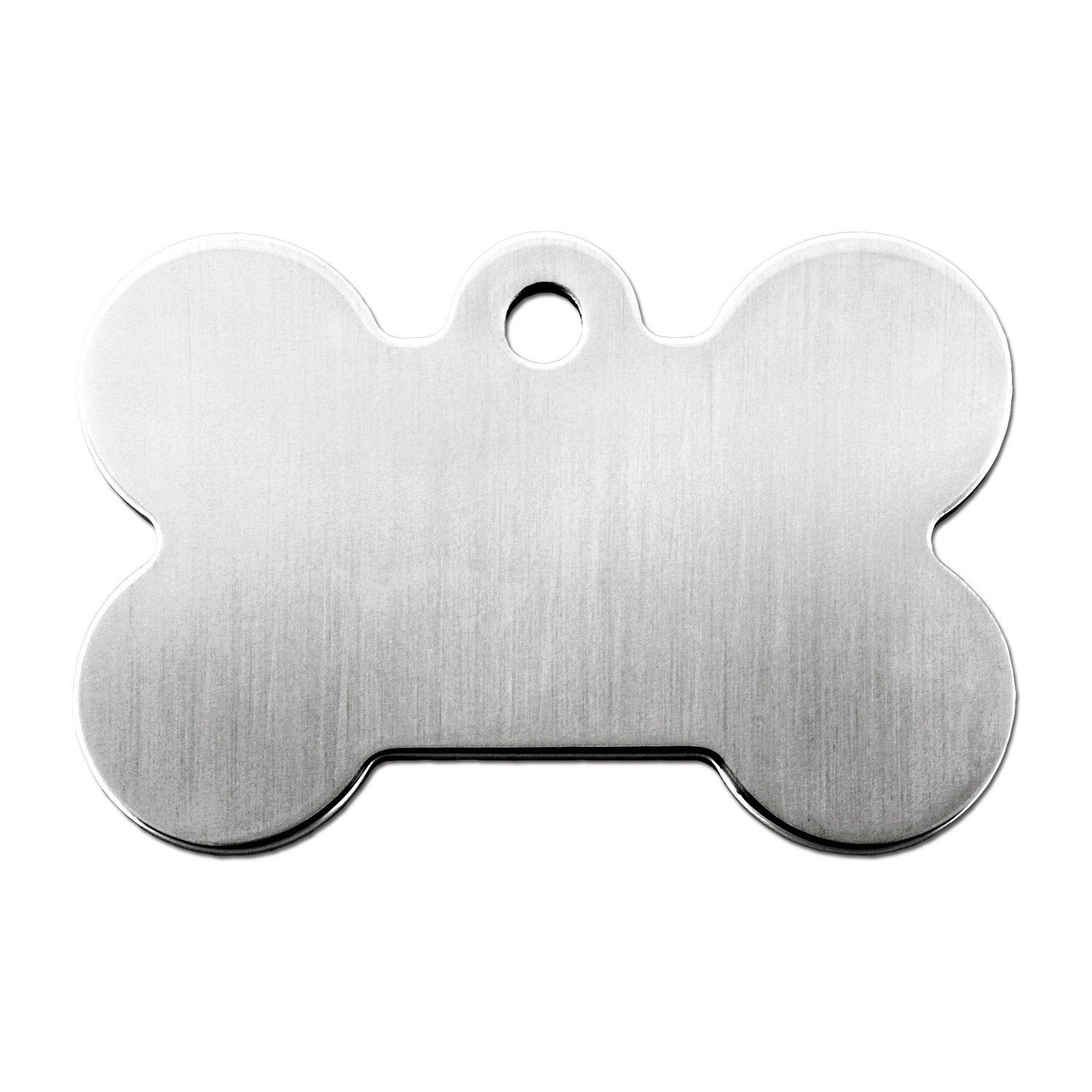 Quick Tag Brushed Chrome Bone Personalized Engraved Pet ID Tag Large