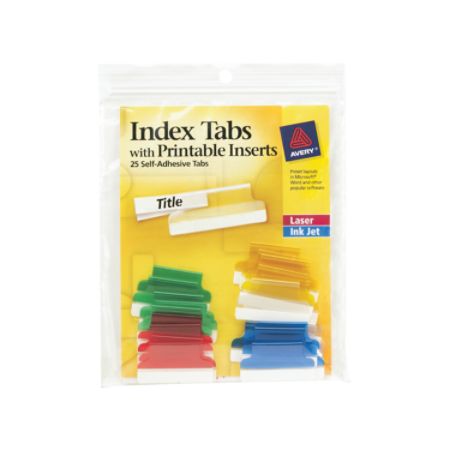 Avery Self Adhesive Index Tabs With Printable Inserts 1 Assorted Pack Of 25 by Office Depot ...