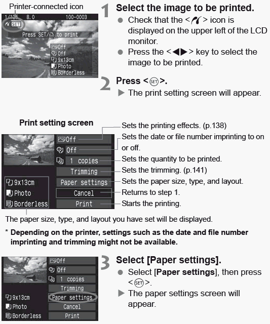 How to Direct Print using the EOS Digital Rebel XTi and a PictBridge ...