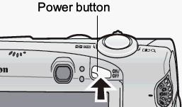Powering on the PowerShot SD800 IS.