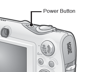 Powering on the PowerShot SD950 IS.