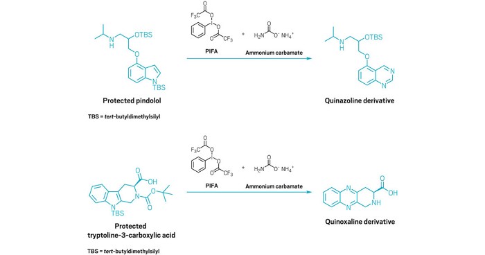 Molecular-editing reaction expands indoles with N