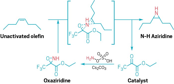How to make aziridines from olefins without expensive metals