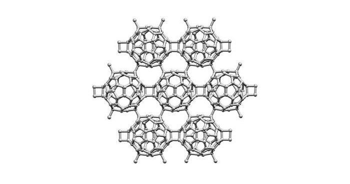 Chemists create a single 2-D sheet of bonded buckyballs