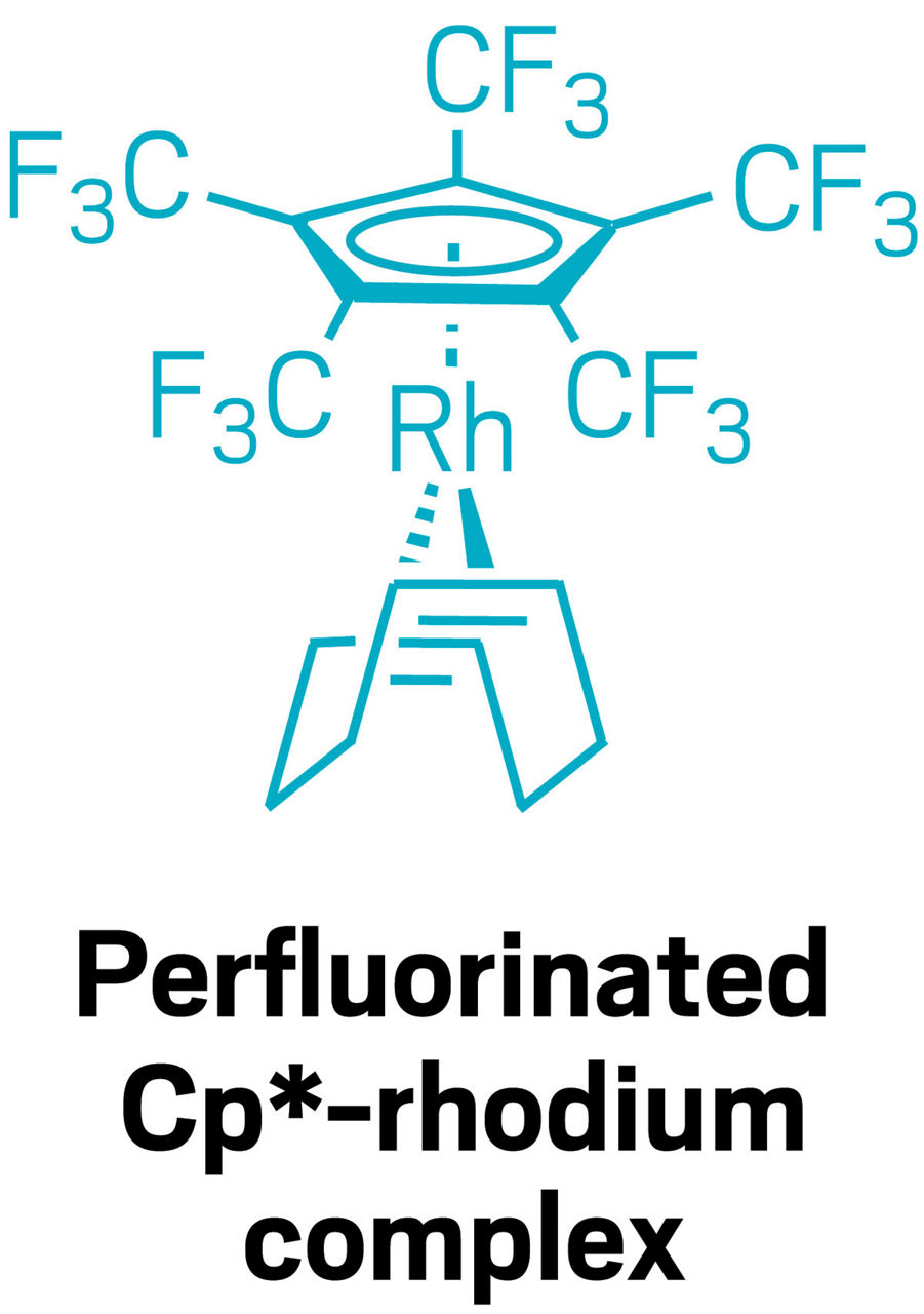Perfluorinated ligand makes long-awaited debut in rhodium complex