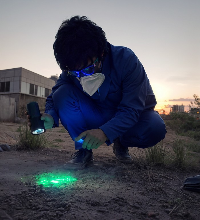 Spray-on detector makes lead light up green