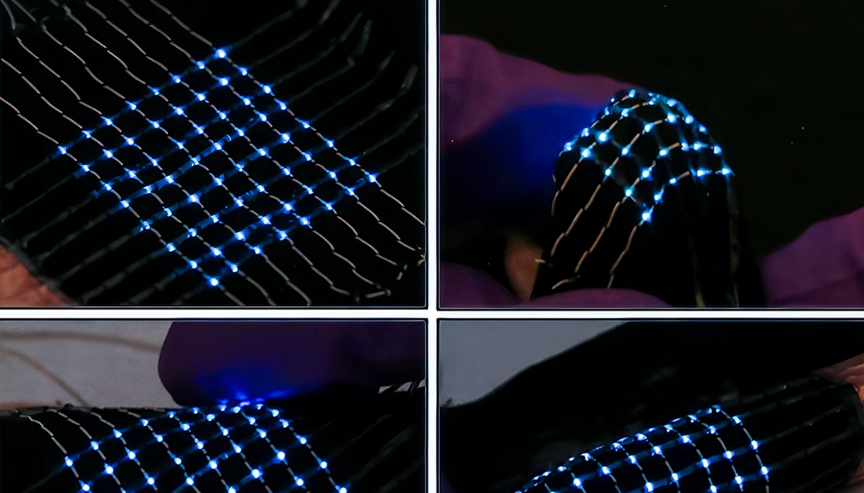 Multicolor, machine-embroidered wearable displays