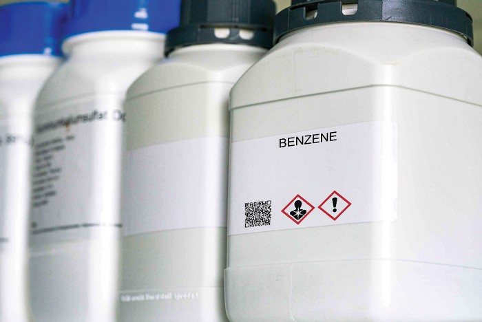 Color-change strips detect trace benzene