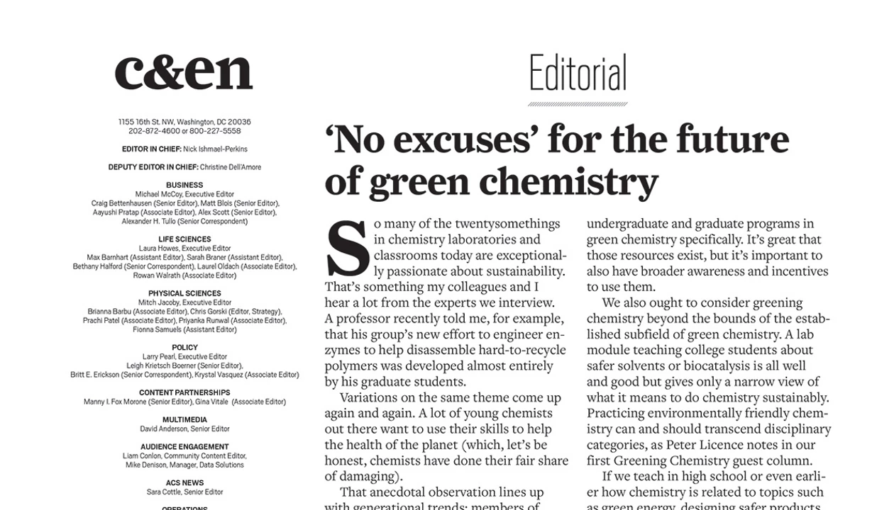 Reactions: Green chemistry, cost cutting, and ‘gold standard’ science