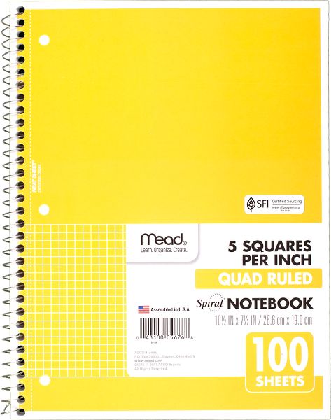 Spiral Quad Ruled Notebook | 05676 | Mead