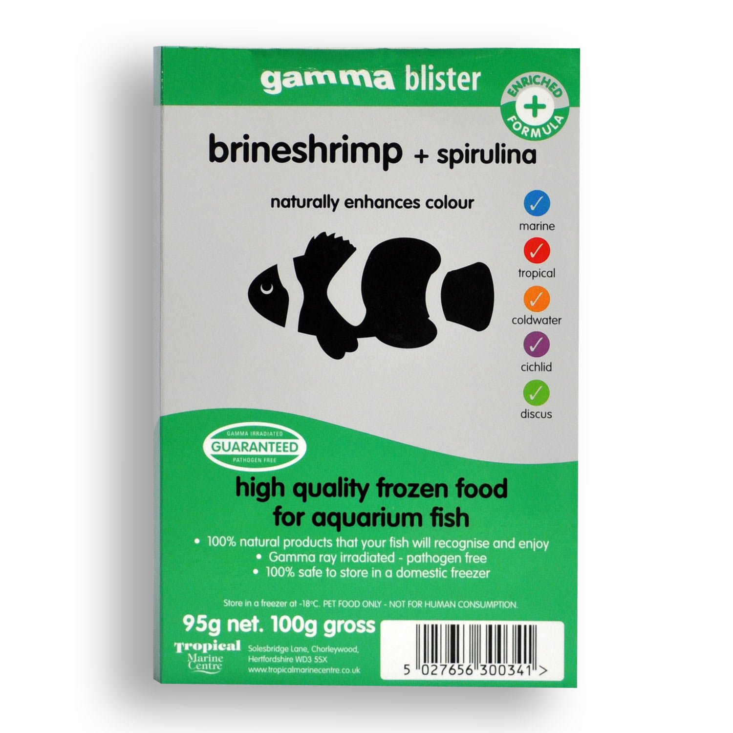 Gamma Frozen Food Brine Shrimp plus Spirulina Blister Pack Fish Food ...