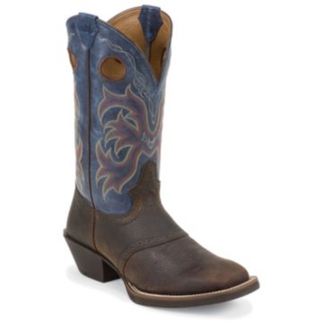 Justin Men’s Stampede Dark Brown Rawhide W/saddle Western Boots | Divanti