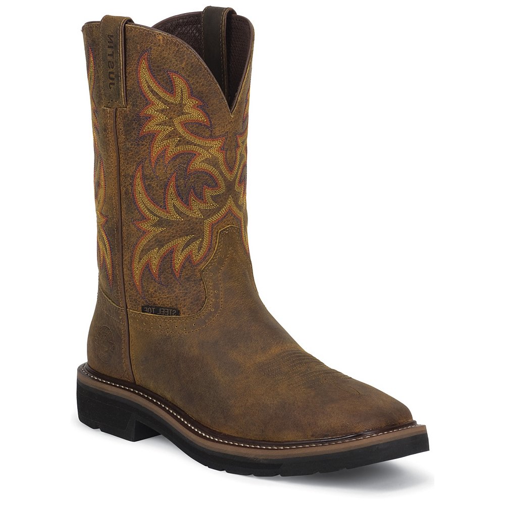Justin Women’s Rugged Tan Cowhide Steel Toe Work Boots | Yakiva