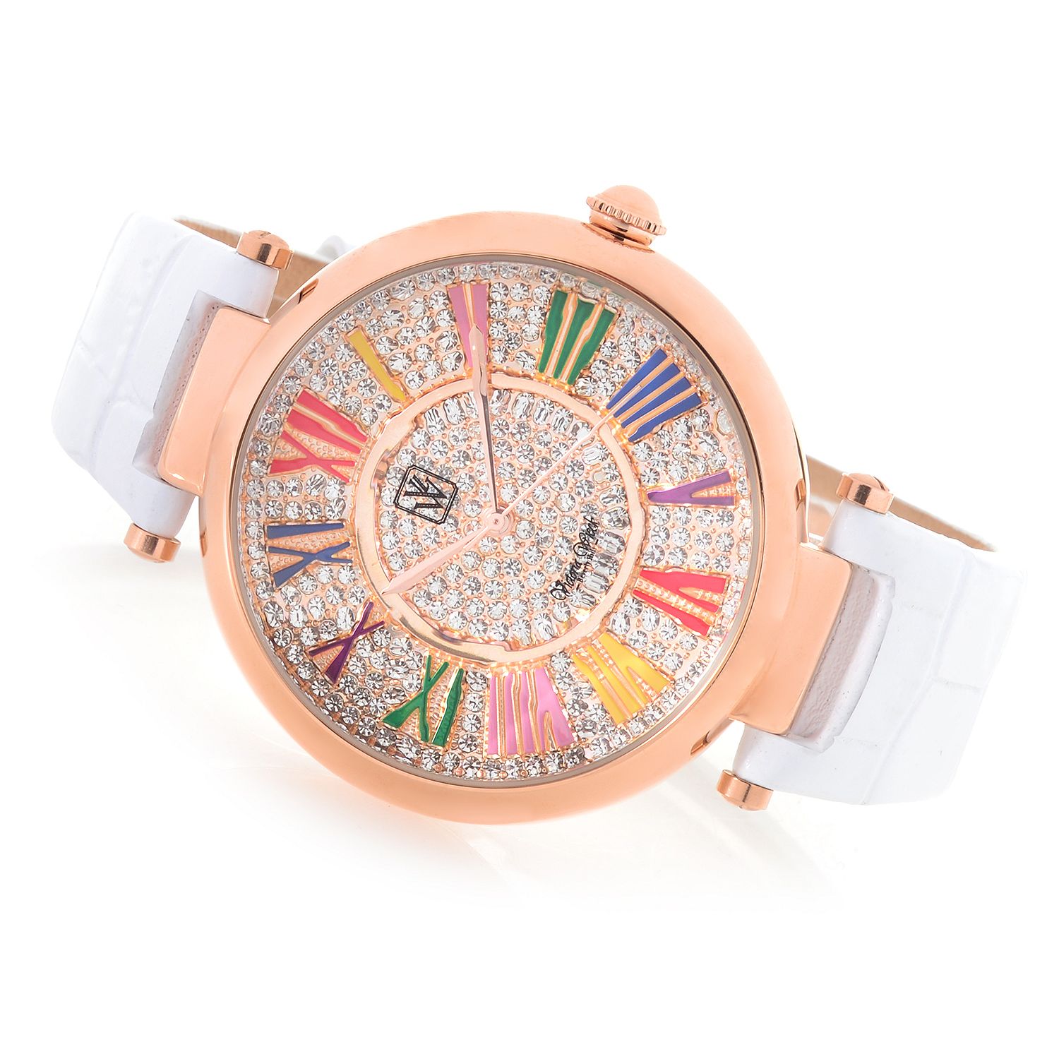 (ShopHQ) Victoria Wieck Women's Quartz Rhinestone Dial Leather Strap ...