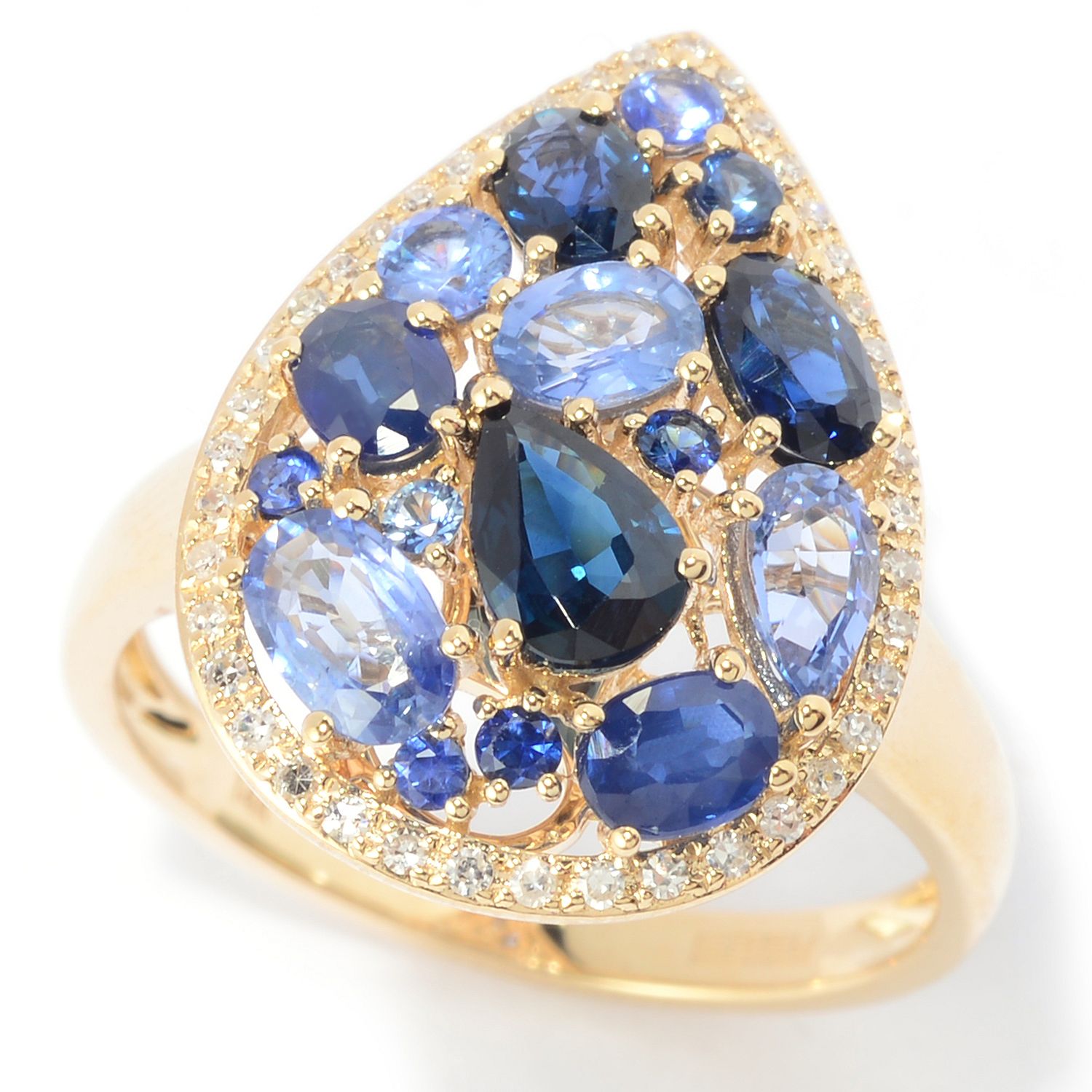 (ShopHQ) EFFY "Royale Bleu" 14K Gold 2.75ctw Multi Cut Sapphire ...