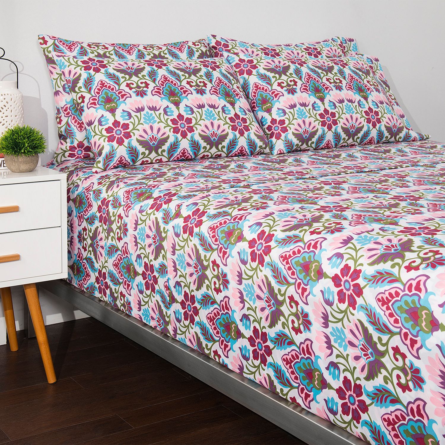 (ShopHQ) Cozelle® "Wild Flower" Microluxe™ Solid or Damask 6-Piece ...