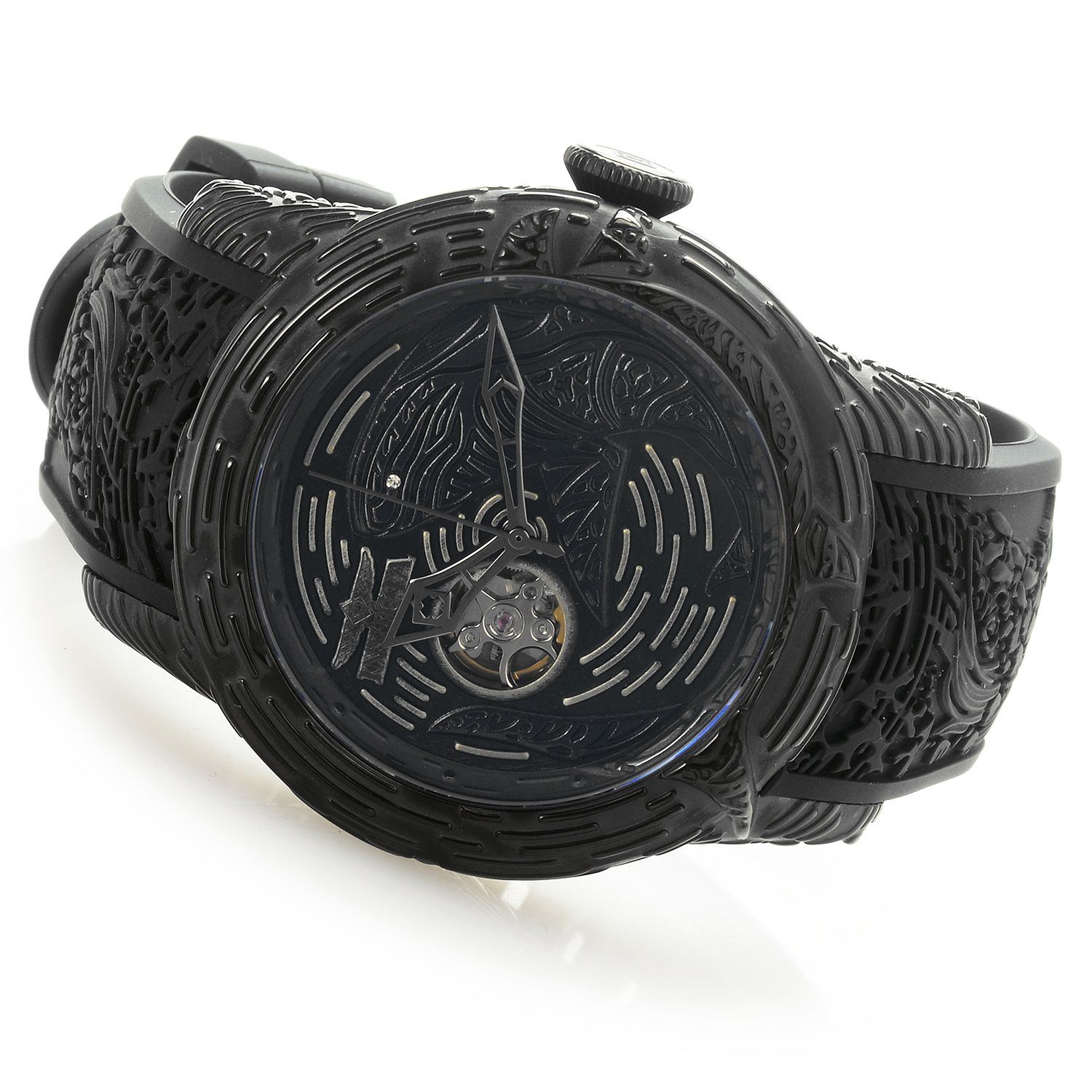 (ShopHQ) Invicta Men's 51mm Maori Shark Automatic Open Heart Silicone ...