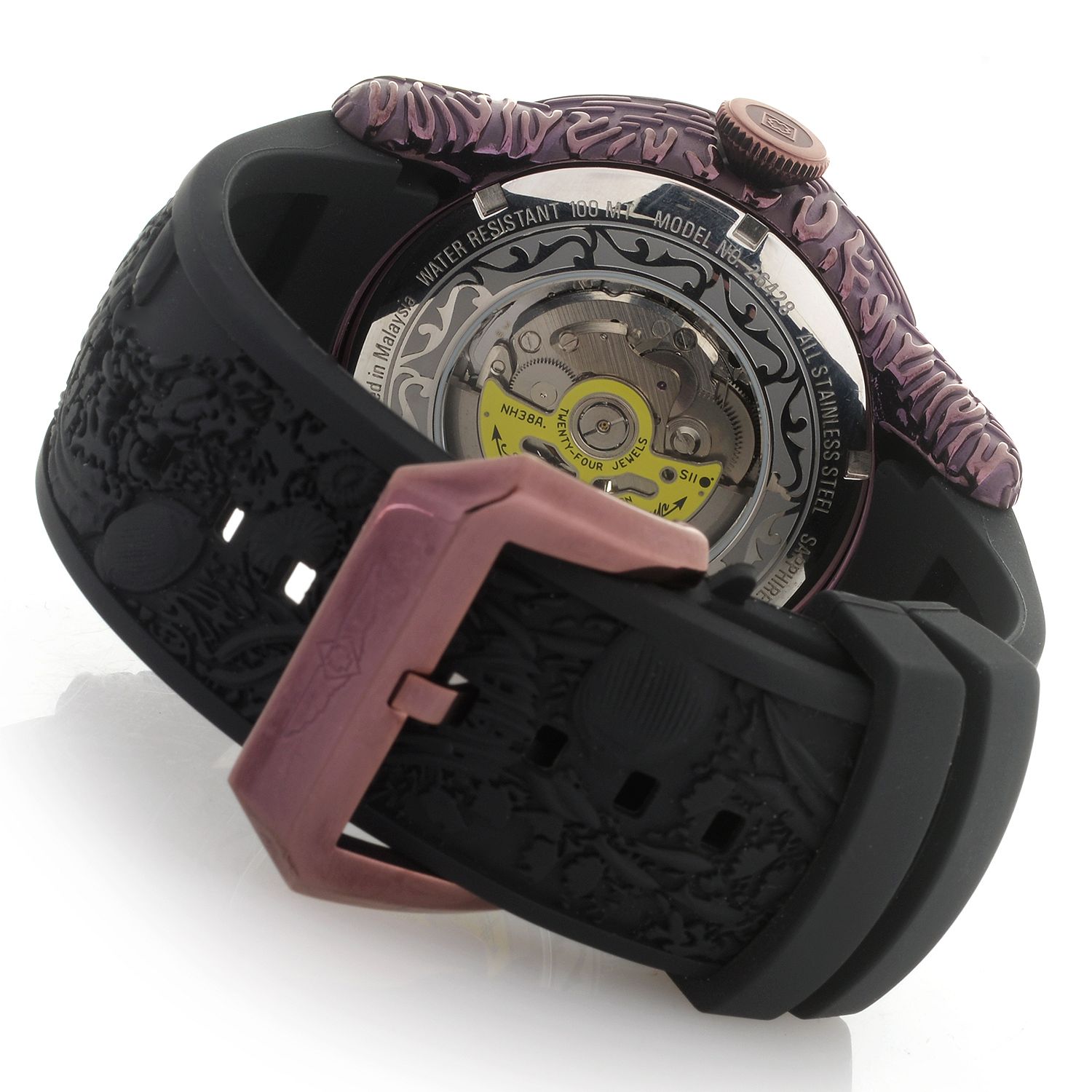 (ShopHQ) Invicta Men's 51mm Maori Shark Automatic Open Heart Silicone ...