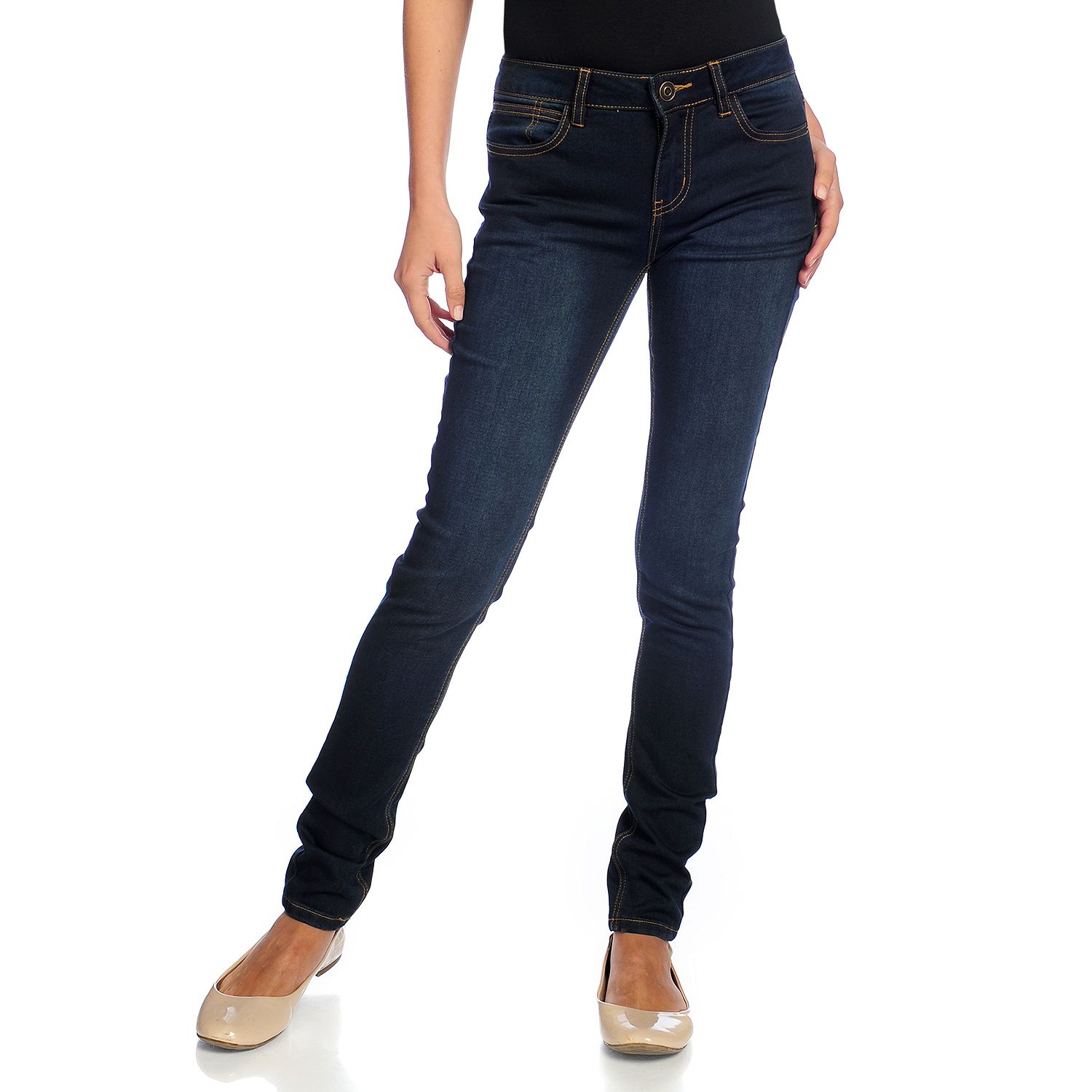 (ShopHQ) Once Only – OSO Casuals® Stretch Knit Denim Five-Pocket Skinny ...