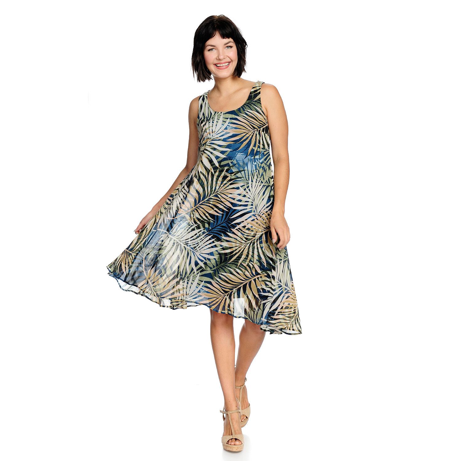 (ShopHQ) Kate & Mallory® Chiffon Sleeveless Snap Wrap Knit Lined ...