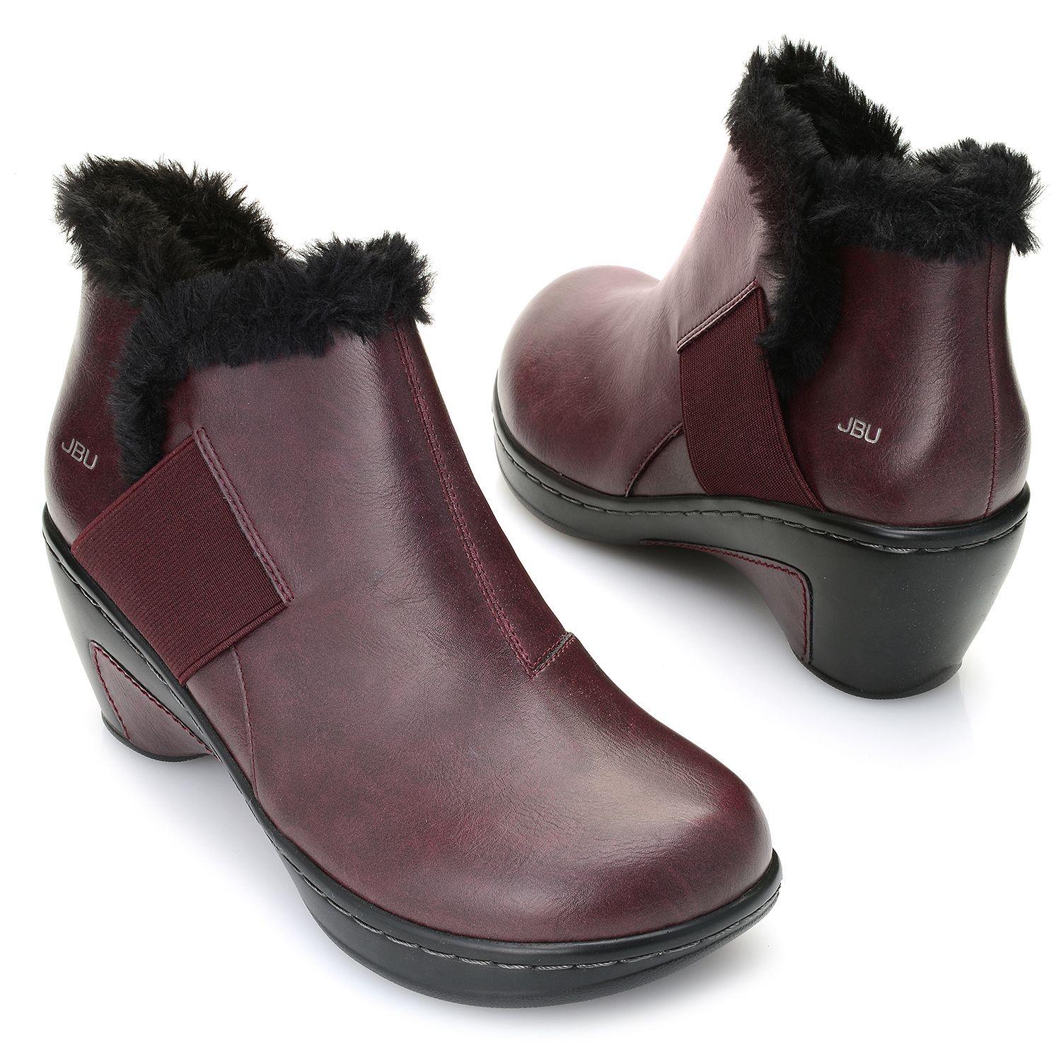 (ShopHQ) JBU by Jambu "Mila" Faux Fur Lined Memory Foam Ankle Boots ...