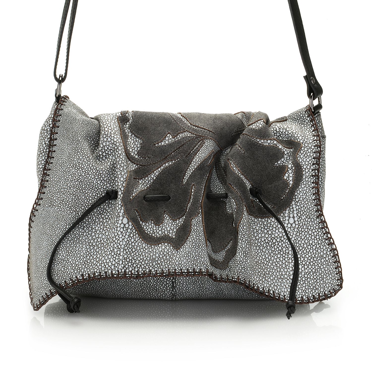 (ShopHQ) Sharif "Cairo" Printed Leather Ruched Messenger Bag ...