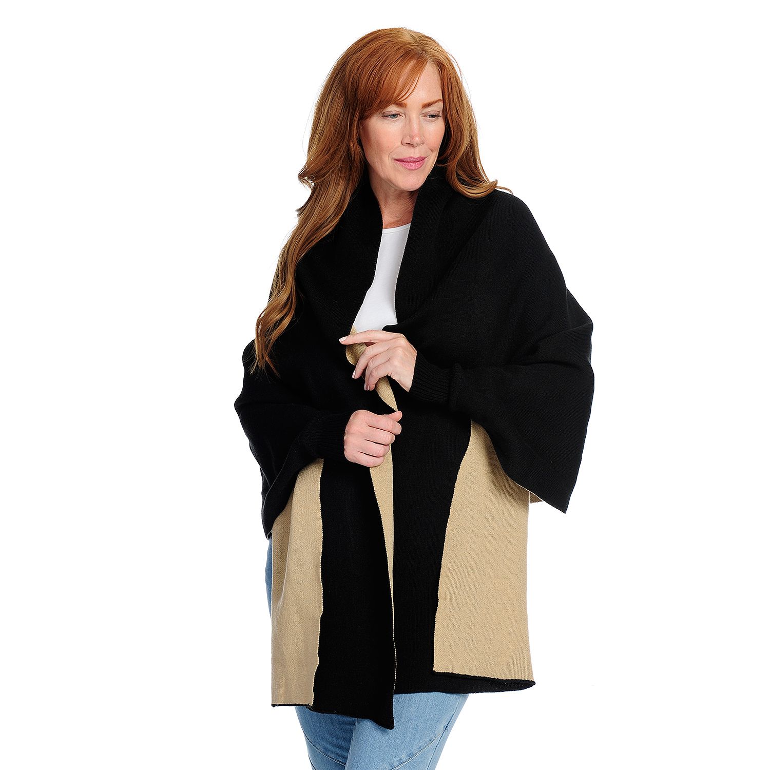 (ShopHQ) Laundry by Design Knit Double Faced Reversible Wrap ...