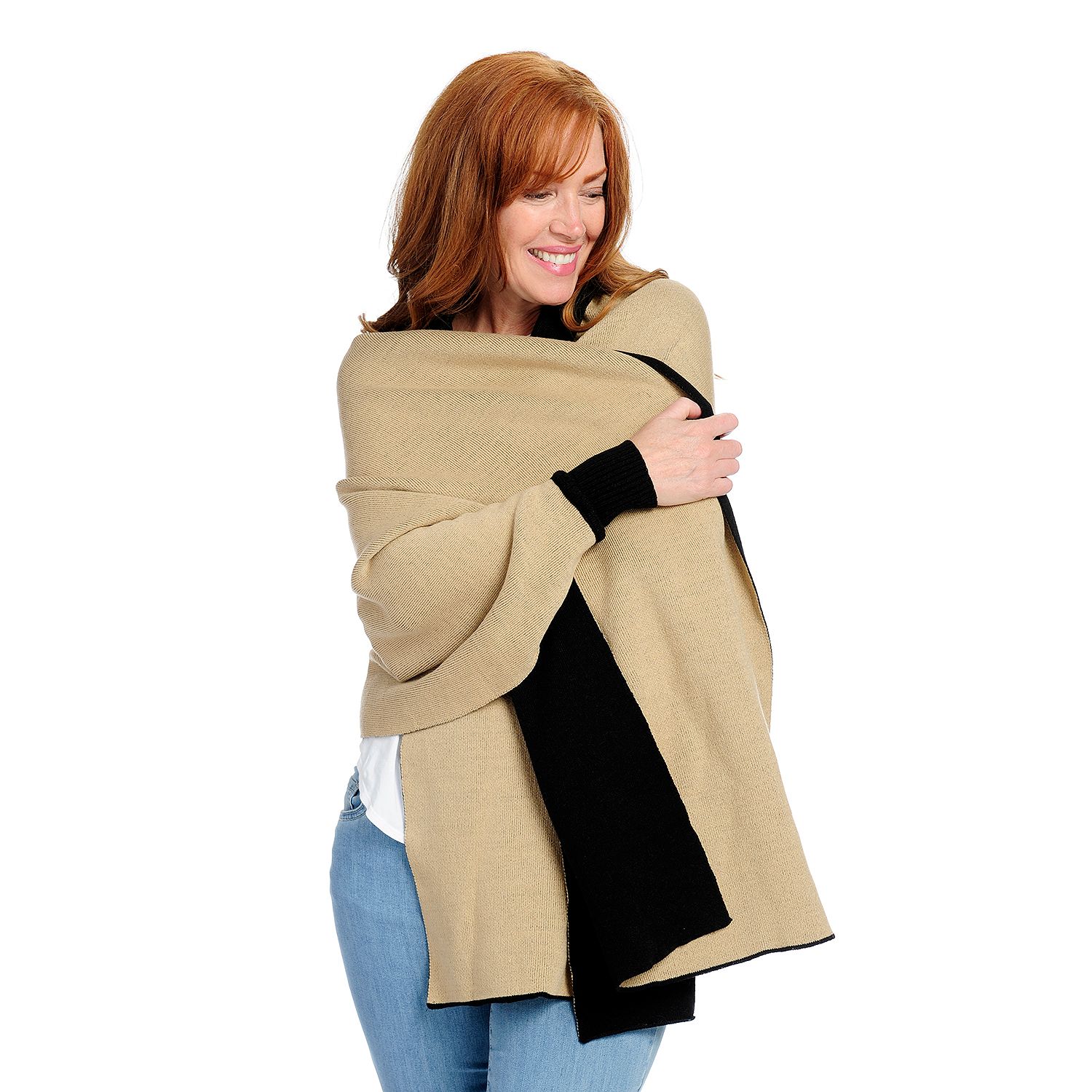 (ShopHQ) Laundry by Design Knit Double Faced Reversible Wrap ...