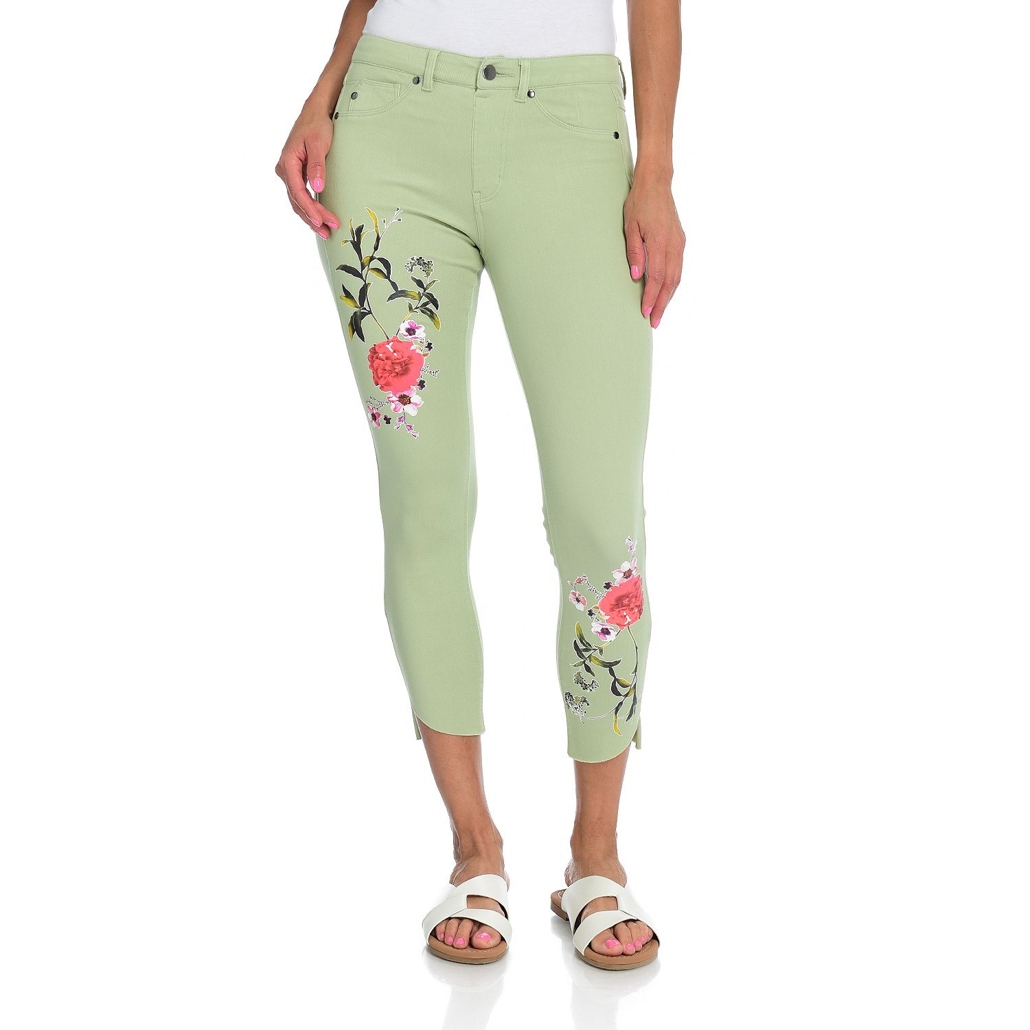 (ShopHQ) Kate & Mallory® Super Stretch Denim 3-Pocket Floral Detailed ...