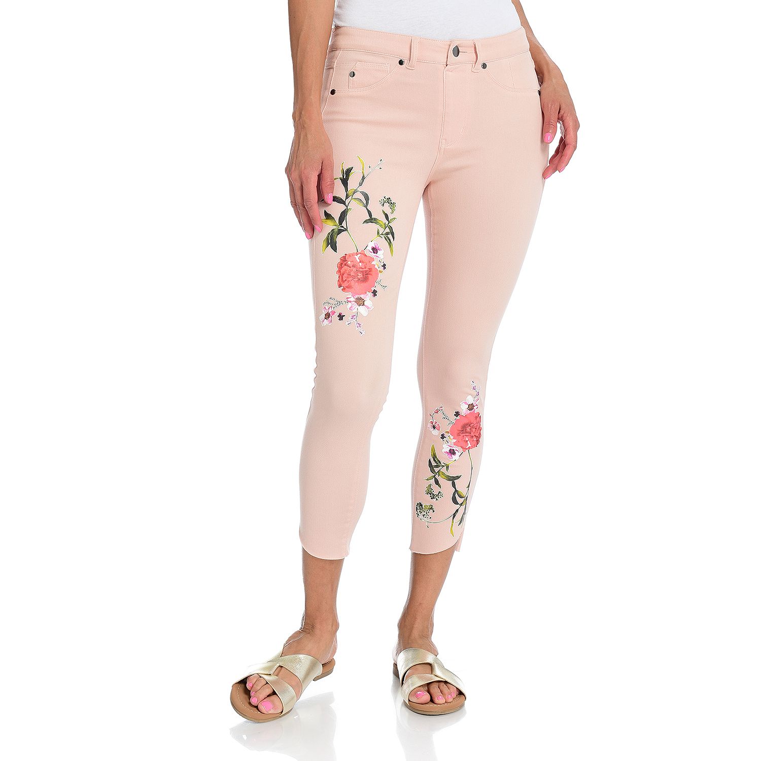 (ShopHQ) Kate & Mallory® Super Stretch Denim 3-Pocket Floral Detailed ...
