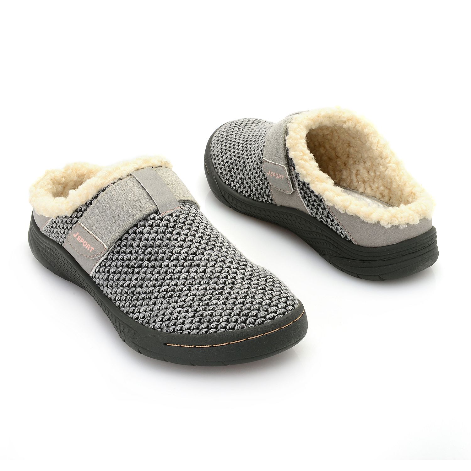 (ShopHQ) J-Sport by Jambu "Graham Encore" Knit & Faux Shearling Memory ...