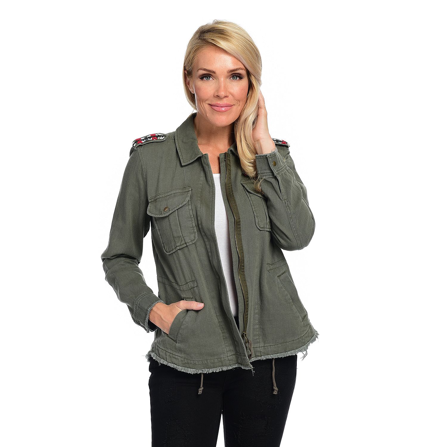 (ShopHQ) Indigo Thread Co.™ 100% Cotton Pointed Collar Bead Detailed ...