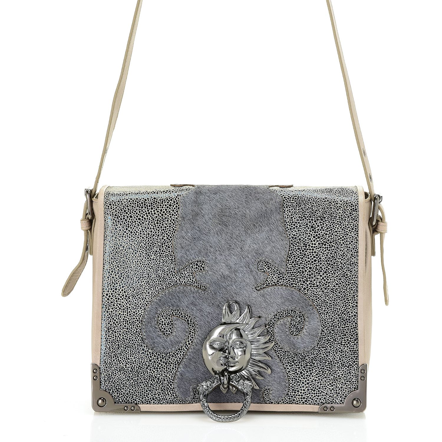 (ShopHQ) Sharif Museum Celestial Knocker Stingray Leather Messenger Bag ...