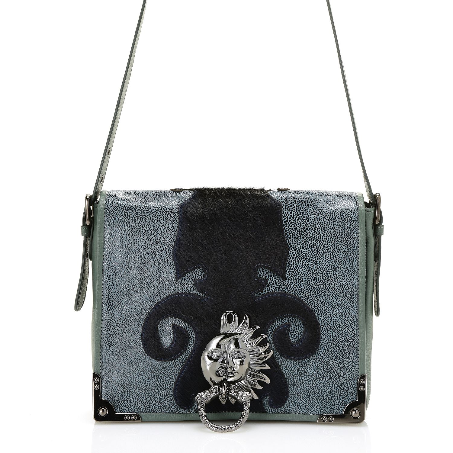 (ShopHQ) Sharif Museum Celestial Knocker Stingray Leather Messenger Bag ...