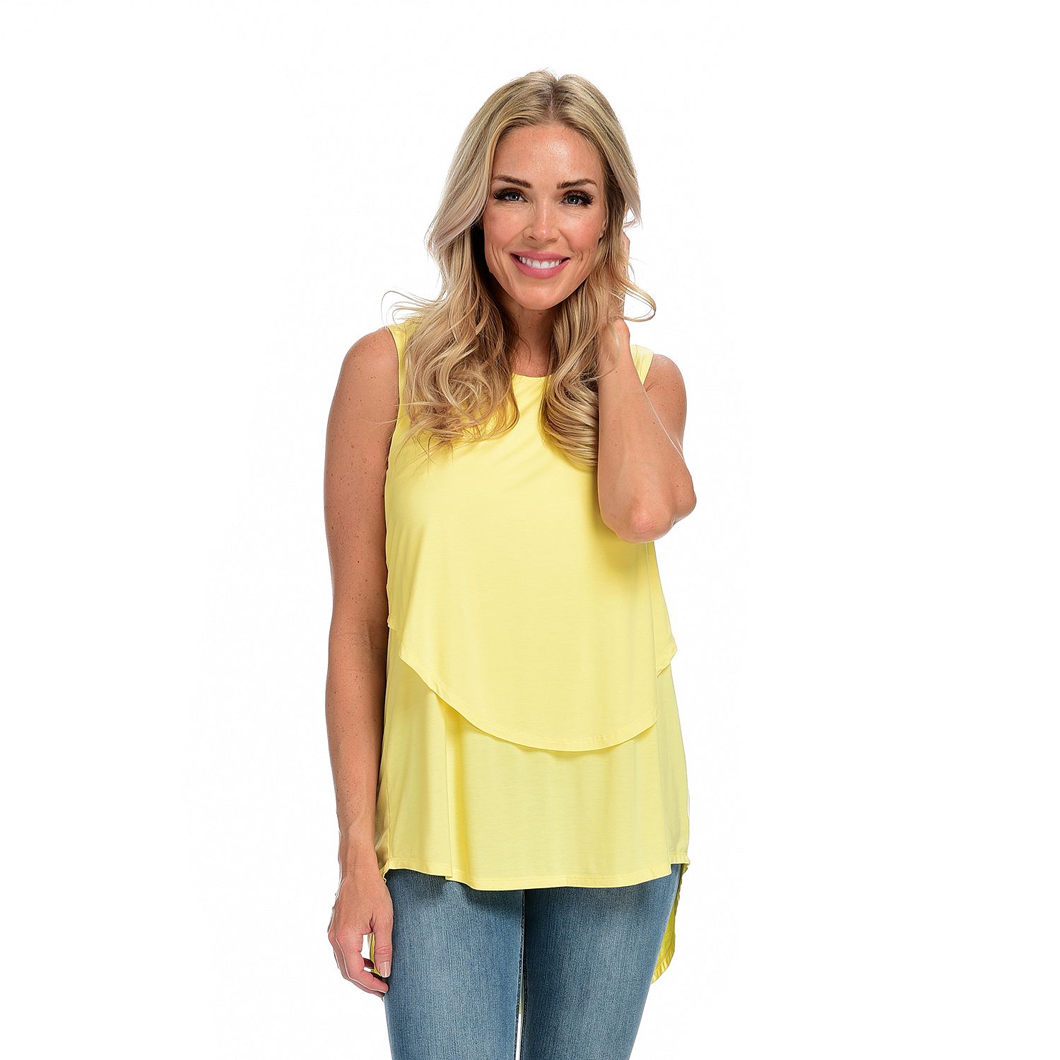 Shophq Kate And Mallory® Knit Sleeveless Scoop Neck Tiered Hi Lo Top