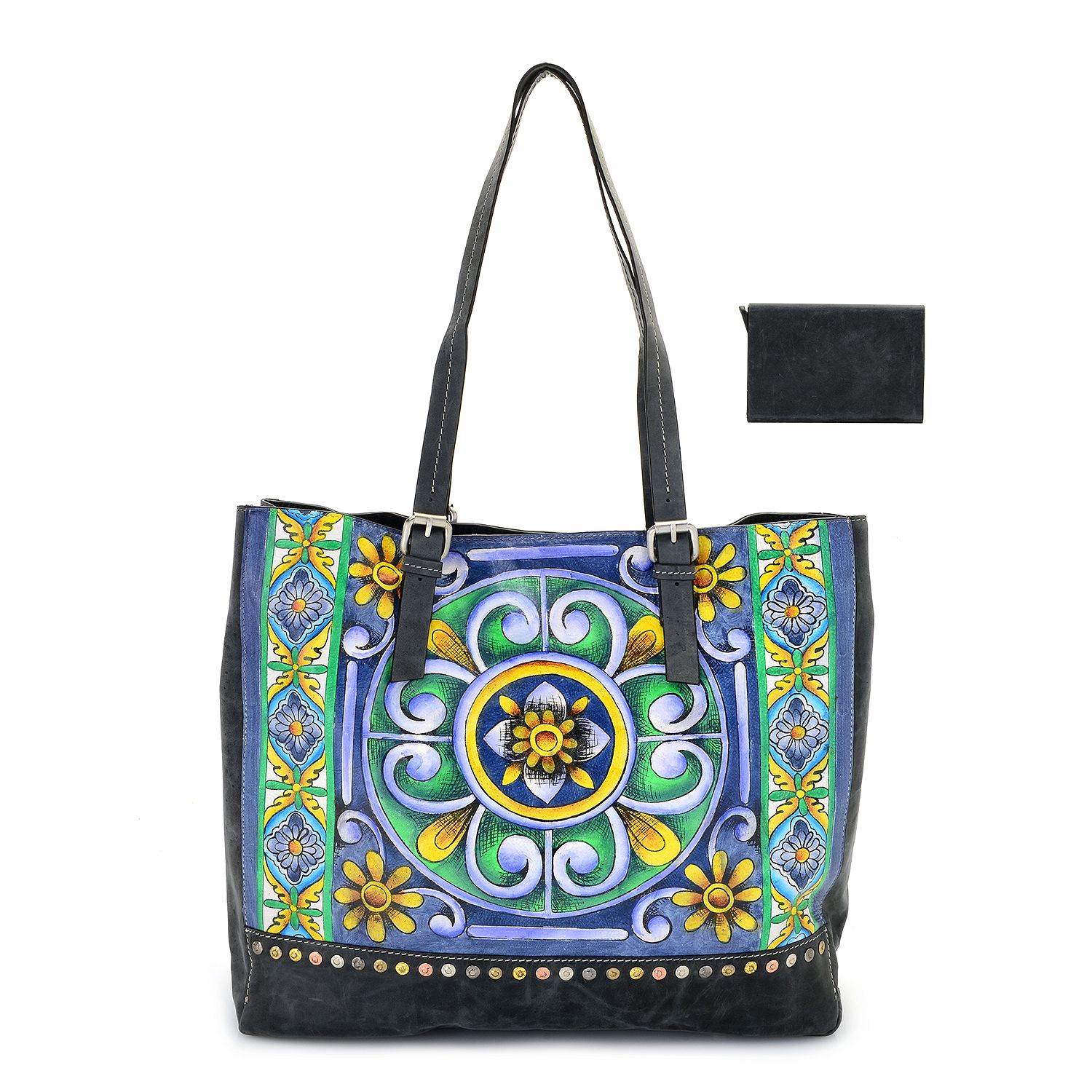 (ShopHQ) Firenze Bella "Amelia" Leather Triple- Compartment Tote Bag w ...