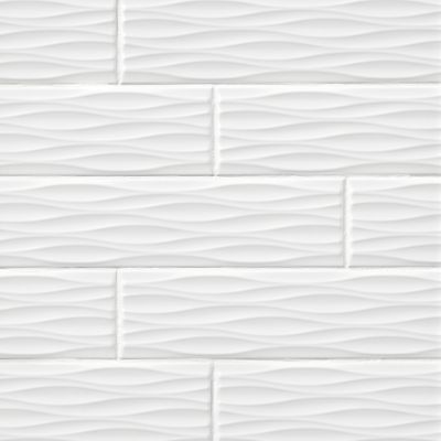 Krea Arctic Matte Rippled Ceramic Wall Tile - 4 x 16 in. - The Tile Shop