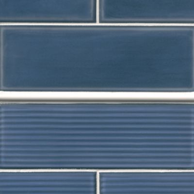 Glassalike Gloss Flat Blue Porcelain Subway Wall and Floor Tile - 4 x ...