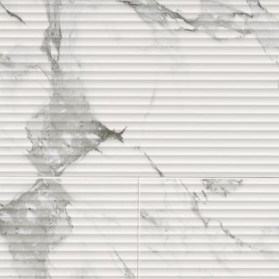 Fume White Line Decore Ceramic Wall Tile - 12 x 24 in. - The Tile Shop
