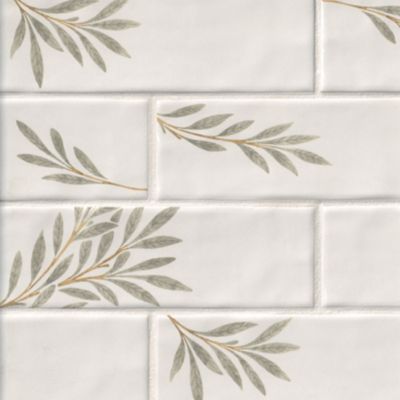 Morris & Co. Hawkdale Willow Olive Ceramic Wall Tile - 3 x 9.5 in ...