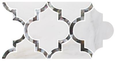 Charlotte White w/Black Nacre Listello Marble Wall Trim Tile - 6 x 9 in ...