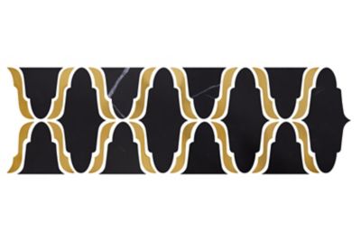 Sheridan Black Marquina with Brass Listello Marble Mosaic Wall and ...