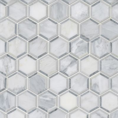 Victoria Grey Silhouette Hex Mosaic Wall and Floor Tile - 2 in. - The ...