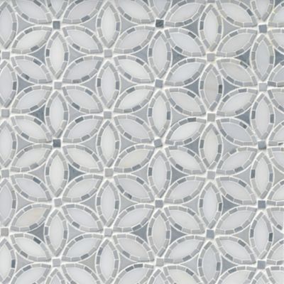Victoria Grey Blossom with White Marble Mosaic Wall Tile - The Tile Shop