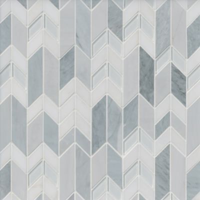Victoria Grey Archer with Glass Snow Marble Mosaic Wall and Floor Tile ...