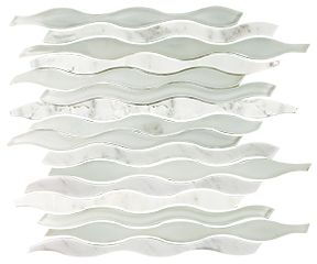 Wave Glass White Glass and Stone Wall Tile - The Tile Shop