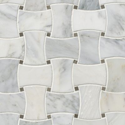 Hampton Carrara Polished Delray with Cinderella Grey Marble Mosaic Tile ...