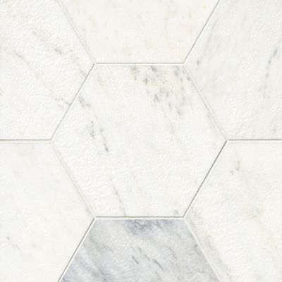 Hampton Carrara Antique Brushed Hex Marble Wall and Floor Tile -12 in ...