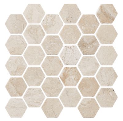 Queen Beige Tumbled Marble Hex Mosaic Wall and Floor Tile - 2 in. - The ...