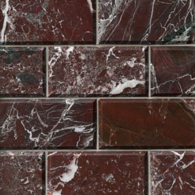 Rosso Marquina Polished Marble Essex Wall Tile - 3 x 6 in. - The Tile Shop